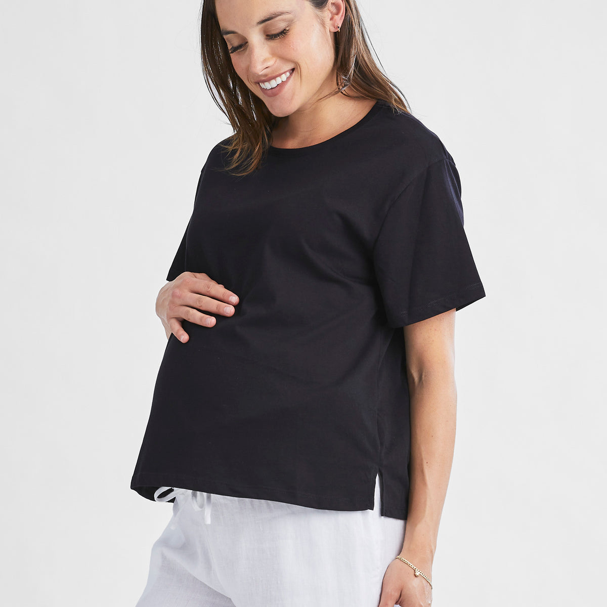 Versatile and Comfortable Maternity Cotton Tee in Black – Angel ...