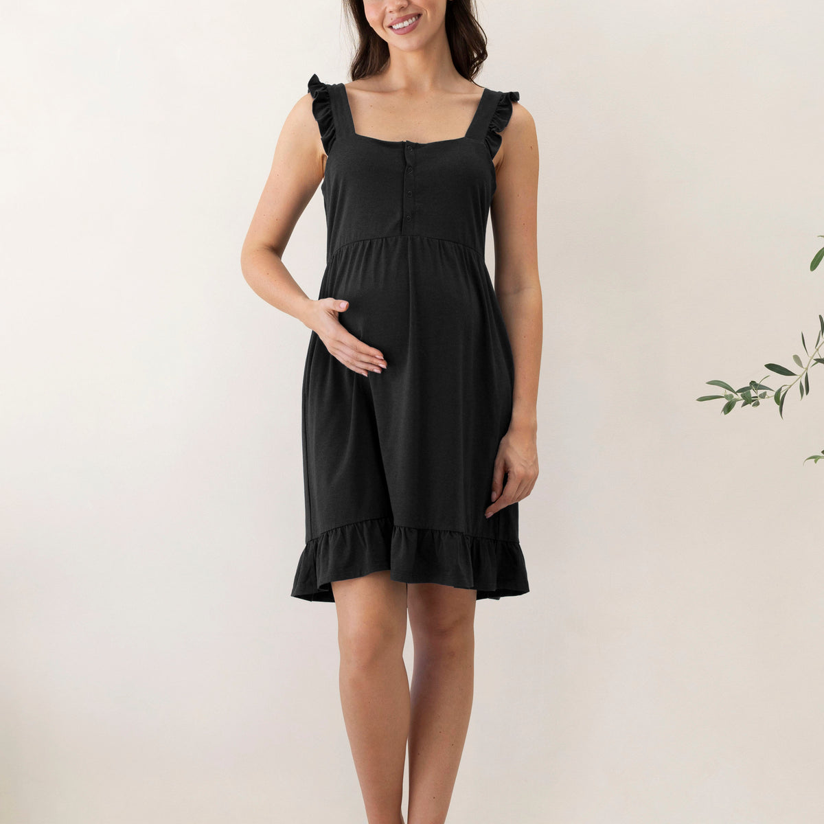Grace Hospital Birthing Gown/Night Dress with Nursing Access - Black ...