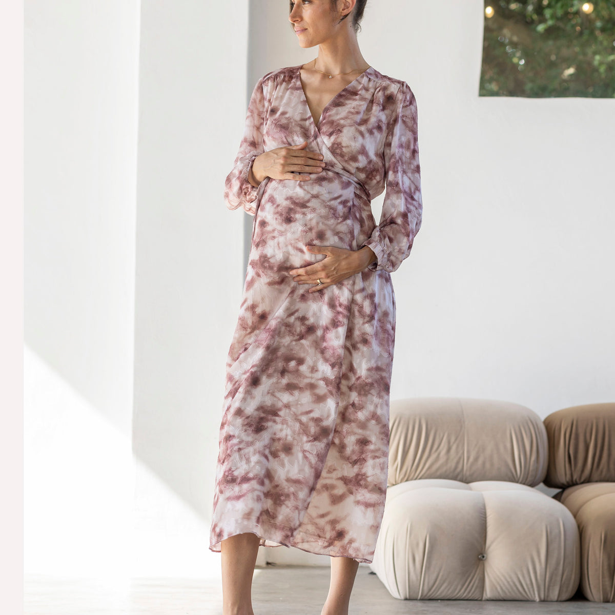 Elise Baby Shower Maternity Wrap Dress in Blue Flora > Nursing Friendly ...